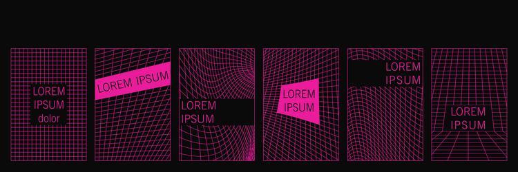 Distorted vertical grid banners set Royalty Free Vector