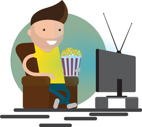 Cartoon man watching television Royalty Free Vector Image