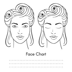 Woman face chart portrait female face with open Vector Image