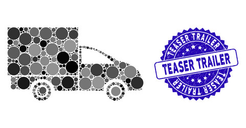 Oval collage trailer with textured teaser Vector Image