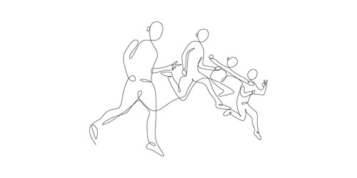 Continuous line drawing of two person jump Vector Image
