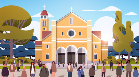 People go to church Royalty Free Vector Image - VectorStock