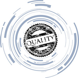 Grunge textured quality control round stamp seal Vector Image