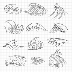 Ocean Wave Line Drawing Vector Images (over 7,100)