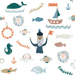 Nautical sea design elements Royalty Free Vector Image