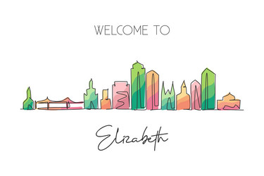 One single line drawing of jersey city skyline Vector Image