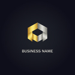 S initial polygon company gold logo Royalty Free Vector