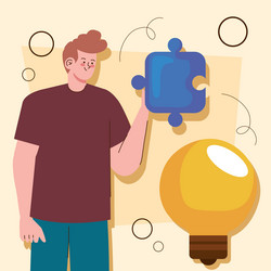 Creative man with puzzle Royalty Free Vector Image