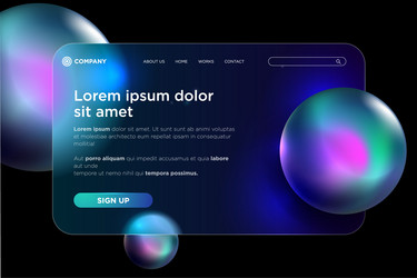 Space theme glassmorphism style web concept Vector Image