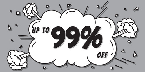 99 sale discount bubble line art chat comic Vector Image