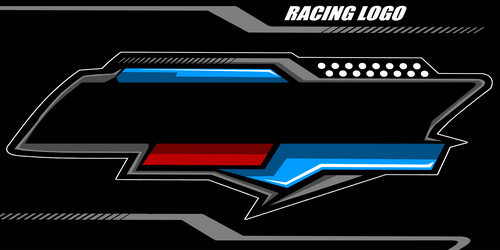 Red racing logo with grey strip Royalty Free Vector Image
