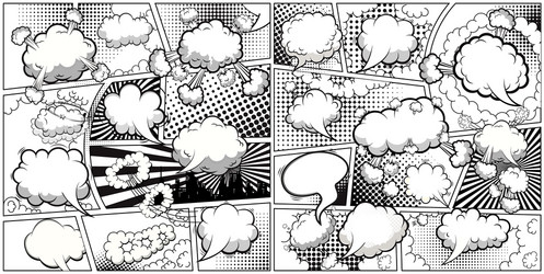 Black and white comic book page Royalty Free Vector Image