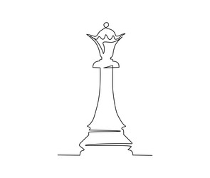 Continuous one line drawing of chess queen simple Vector Image