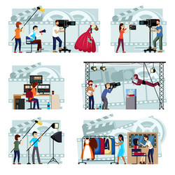 Film crew cameraman shooting filming camera Vector Image