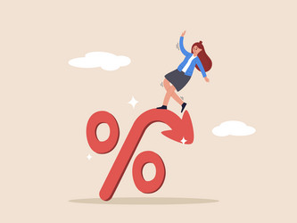 Inflation interest rate falling down decrease Vector Image