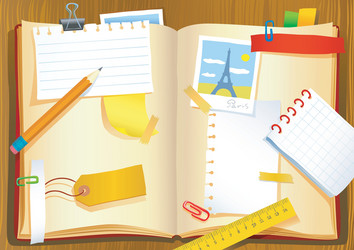 Notebook with pencil and bookmarks Royalty Free Vector Image