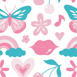 Cute 00s and 90s doodle seamless pattern retro Vector Image