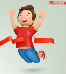 Cute girl running to the finish line first kids Vector Image