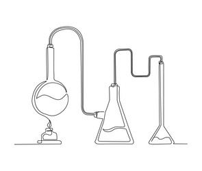 Continuous one line drawing of laboratory test Vector Image