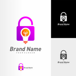 Creative lock logo template light bulb Royalty Free Vector