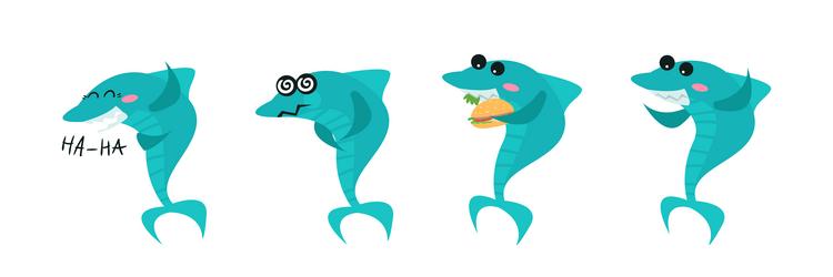 Humanized shark showing different emotion Vector Image