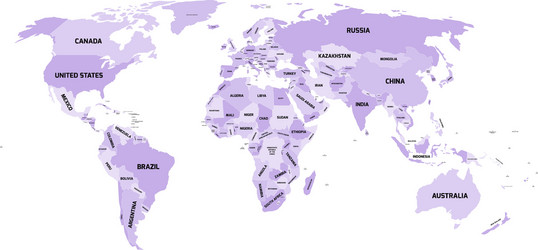 World map with names of sovereign countries Vector Image