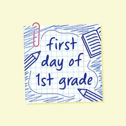First day of ninth grade lettering grid paper Vector Image