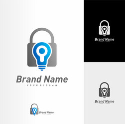 Creative lock logo template light bulb with lock Vector Image