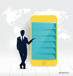 Businessman showing touchscreen device wi Vector Image