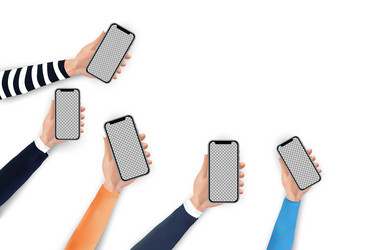 Hand with phone set Royalty Free Vector Image - VectorStock