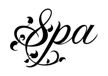 Spa lettering on creative background with leaves Vector Image