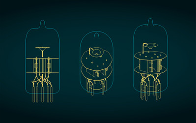Vacuum tube blueprints Royalty Free Vector Image