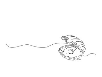 Continuous one line drawing of sea shell simple Vector Image
