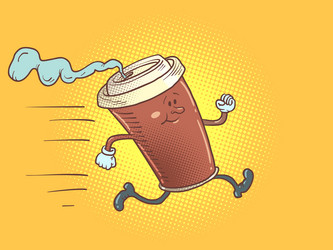 Paper cup of hot coffee fast running activity Vector Image