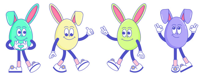 Happy easter spring holiday retro groovy cartoon Vector Image