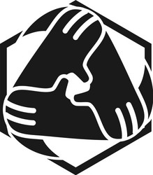 Triangle hand commitment teamwork together black Vector Image