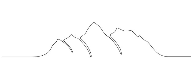 One continuous line drawing of mountain range Vector Image