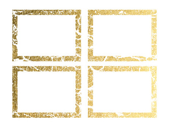 Gold paint stroke with border frame dirty Vector Image