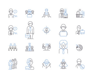 Office job outline icons collection Royalty Free Vector