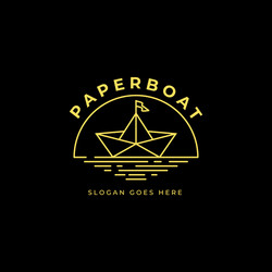 Paper boat line art logo design Royalty Free Vector Image
