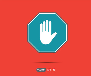 Stop hand octagonal sign for prohibited Royalty Free Vector