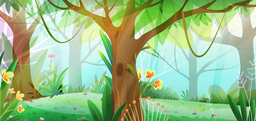 Cartoon fantasy forest Royalty Free Vector Image