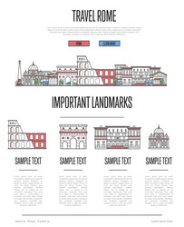 Italy rome line travel skyline set Royalty Free Vector Image