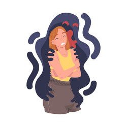 Young woman feeling anger and malice grasped Vector Image