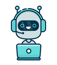 Cute smiling robot chat bot say hi Royalty Free Vector Image