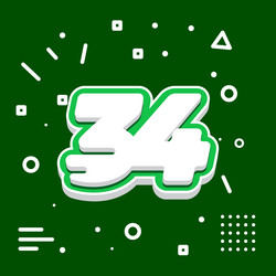 Number 34 3d fast icon Royalty Free Vector Image