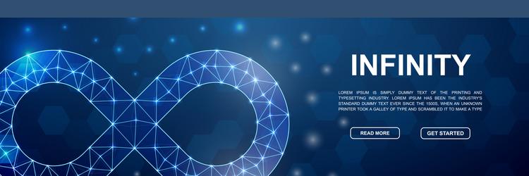 Infinity 3d low poly symbol with connected dots Vector Image