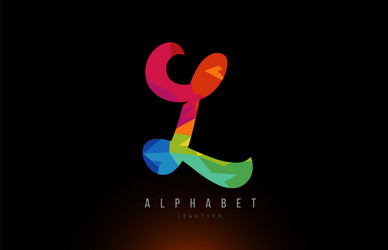 Rainbow color colored colorful alphabet letter l Vector Image