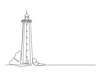 Continuous one line drawing of lighthouse tower Vector Image