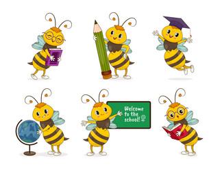 Cartoon bees funny of characters Royalty Free Vector Image